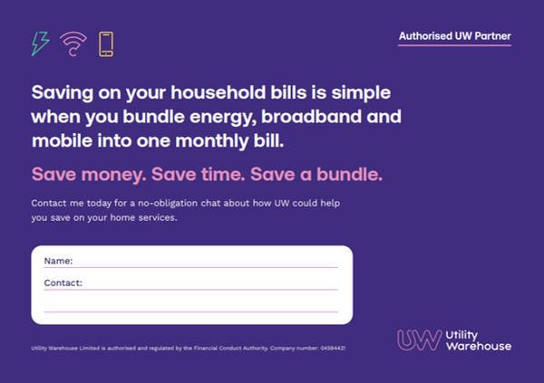 Customer gathering flyers – Utility Warehouse Partner Store